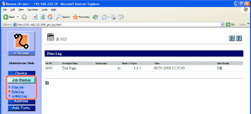 imageRUNNER 1025/1025N/1025iF e-Manual - Viewing the Print Job Log