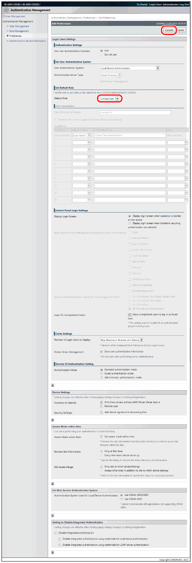 Specifying the Device Preferences Using User Authentication - ACCESS ...