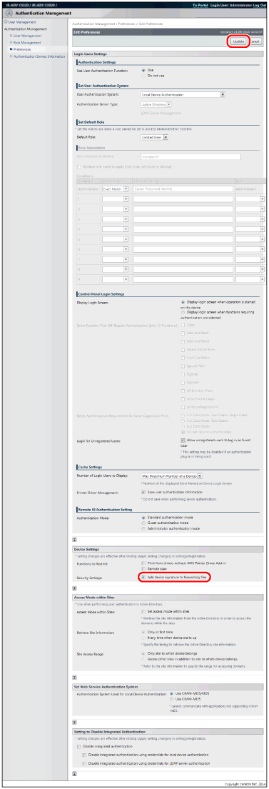 Specifying the Device Preferences Using User Authentication - ACCESS MANAGEMENT SYSTEM ...