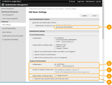 Configuring the Authentication Functions
